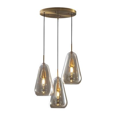 China Retro Modern 1/3/6 Heads Brass Pendant Lamps Nordic Creative Glass Pendant Light(WH-GP-120) for sale