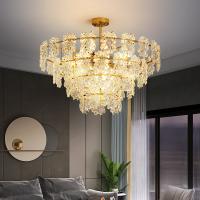 China Transparent Glass Led Chandelier For Living Room Foyer Hall Luxury Ceiling Lamp Decor Kitchen leaf chandelier(WH-CY-250) for sale