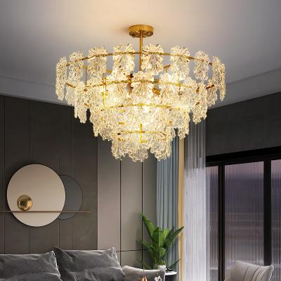 China Transparent Glass Led Chandelier For Living Room Foyer Hall Luxury Ceiling Lamp Decor Kitchen leaf chandelier(WH-CY-250) for sale