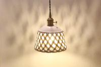 China LED Copper Hanging Lamp White Pendant Light Bedside Bar Loft Openwork ceramic Pendant Light（WH-AP-423） for sale