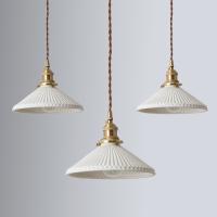 China Nordic White Ceramic Brass Pendant Lights  Restaurant Bedroom Bedside Modern pleated light（WH-AP-426） for sale
