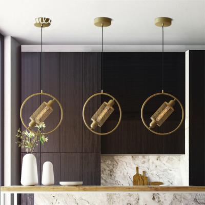 China Nordic Round Ring Pendant Light Restaurant Bar Cafe Creative Iron NET Postmoderng Pendent Lamp（WH-AP-441） for sale