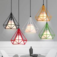 China Modern Cage Pendant Light Coloured diamond Restaurant Kitchen Diamond Cage Metal Pendant lamp（WH-AP-448） for sale