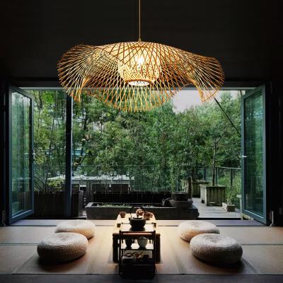 China Handmade Bamboo Pendant Lights Bamboo Kitchen Tea Room Zen Woven Lampshade Pendant Light（WH-AP-449） for sale