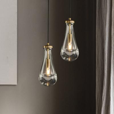 China Nordic Glass Pendant Light Water Drop Shape Gold/Black Dining Room Rain Pendant Lamp(WH-GP-143) for sale