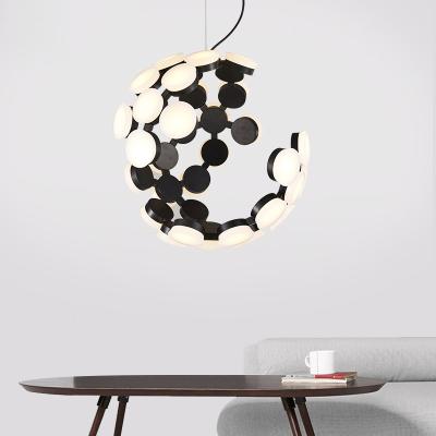 China Nordic Home Black Moon Chandelier Art Creative Living Room Bedroom Scopas Chandelier(WH-MI-328) for sale