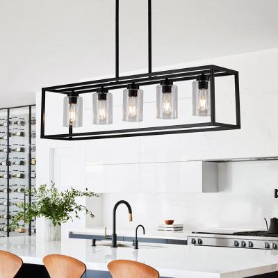 China American rectangular wrought iron chandelier dining room kitchen bar glass lighting(WH-CI-160) for sale