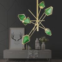 China Diamond Chandelier Emerald Green And Milky White Glass Shade Harlow Chandelier(WH-MI-370) for sale