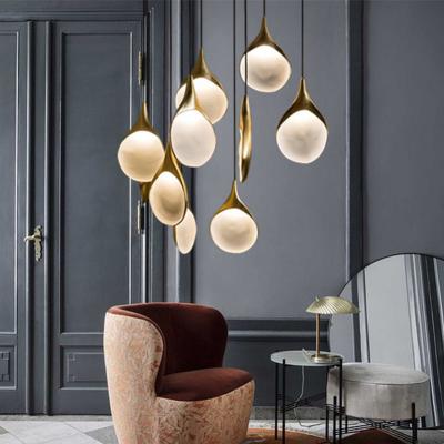 China Modern Pendant Light Spoon LED Brass Resin Lamp For Hotel Living Room Hanging lamp(WH-AP-526) for sale