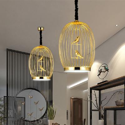 China Modern Chinese Led Pendant Light Gold Iron Birdcage Hang lamp(WH-AP-527) for sale