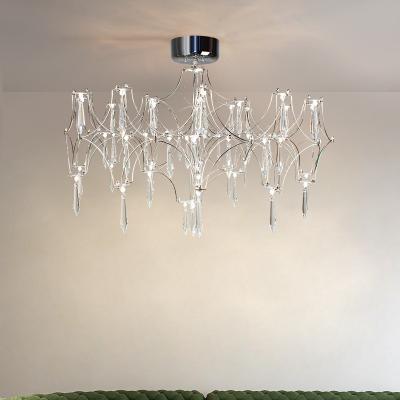 China Modern Starry Crystal Chandelier Living Room Luxury Hotel Villa silvery Chandelier(WH-MI-390) for sale