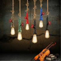 China American Vintage Water Pipe Pendant Light Fixture Retro  Rope Industrial Hanging Lamp (WH-VP-195) for sale