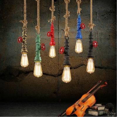 China American Vintage Water Pipe Pendant Light Fixture Retro  Rope Industrial Hanging Lamp (WH-VP-195) for sale