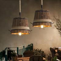 China American Retro Wood Barrel Chandelier Restaurant Dining Room Pendant Lamps(WH-VP-215) for sale