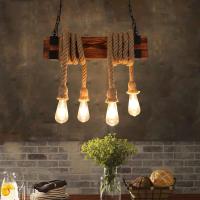 China Vintage Loft Industrial Wooden Chandelier Restaurant Lighting Lamp Bar Coffee Bar  Rope Chandelier(WH-VP-219) for sale