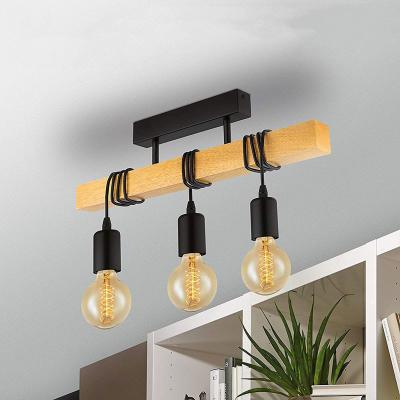 China Creative Wood Chandelier Retro Industrial Style Solid Wood Primary Color Restaurant Lamp(WH-VP-213) for sale
