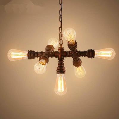 China Loft Industrial Style Retro Water Pipe Chandelier Restaurant Aisle Coffee Shop Iron pendant lamp(WH-VP-222) for sale