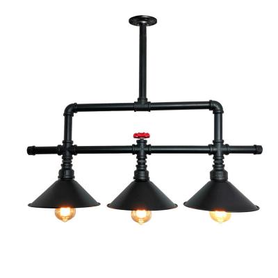 China Vintage industrial wind and water pipe chandelier creative three end restaurant bar kitchen long lamp（WH-VP-226) for sale