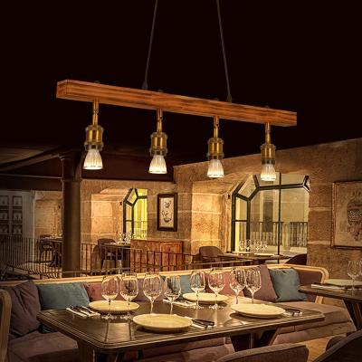 China Retro loft industrial bar chandelier restaurant hot pot coffee shop wooden chandelier(WH-VP-235) for sale
