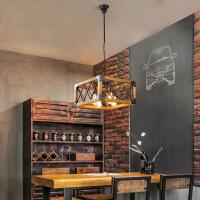 China Vintage Loft Wooden Chandelier Retro Industrial Living Room Bedroom Lamp Dining Room Square pendant lamp(WH-VP-237) for sale