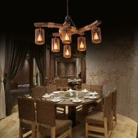 China Industrial Vintage American Boat Wooden Chandelier Hot Pot Shop Restaurant Bar Wooden Glass Lamp(WH-VP-238) for sale