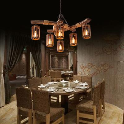 China Industrial Vintage American Boat Wooden Chandelier Hot Pot Shop Restaurant Bar Wooden Glass Lamp(WH-VP-238) for sale