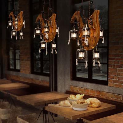 China Antique Industrial Retro Wood E27 LED Ceiling Chandelier Lightin Creative LOFT Bar luminaire(WH-VP-241) for sale