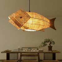 China Chinese Rattan Hanging Lamp Creative Fish Bamboo Lampshade Chandelier(WH-WP-85) for sale