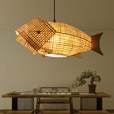China Chinese Rattan Hanging Lamp Creative Fish Bamboo Lampshade Chandelier(WH-WP-85) for sale