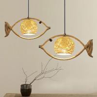 China Fish Shaped Rattan Woven Hotel BarLamp Creative Chinese Style Retro lamp(WH-WP-89) for sale