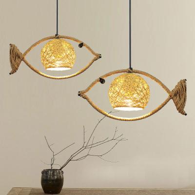 China Fish Shaped Rattan Woven Hotel BarLamp Creative Chinese Style Retro lamp(WH-WP-89) for sale