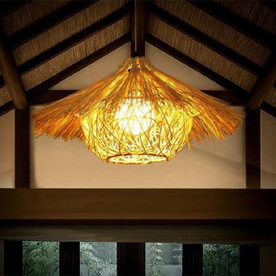 China Hand Woven Rattan Pendant Lamp Restaurant Bedroom Corridor Chandelier Indoor Led Light (WH-WP-90) for sale