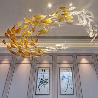 China Modern Vivid Gold Shade Project Murano Glass Feather pendent light chandelier(WH-NC-104) for sale