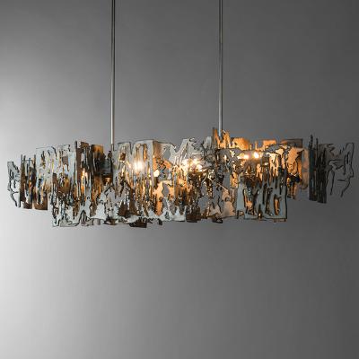 China Modern Designer metal fragment Art Chandelier Rectangle Kitchen Island Hanging light(WH-MI-453) for sale