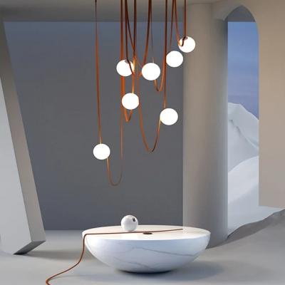 China Minimalist Duplex Floor Wabi Sabi Style Designer Villa Belt Living Room Dining Room linear pendant lighting(WH-AP-560） for sale