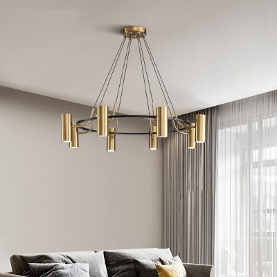 China Minimalist Chandeliers Gold LED Black Ring Living Room Dining Lighting circular pendant light(WH-AP-567) for sale
