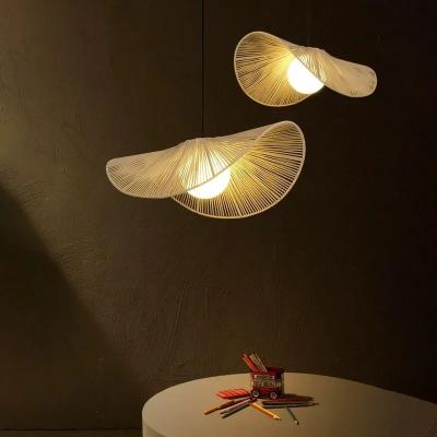 China Nordic Vintage Wabi Sabi CottonRope Straw Hat Led Pendant Lights(WH-AP-578) for sale