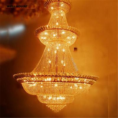 China Large round crystal chandelier Gold Color For Hotel Project Lighting (WH-CY-16) for sale
