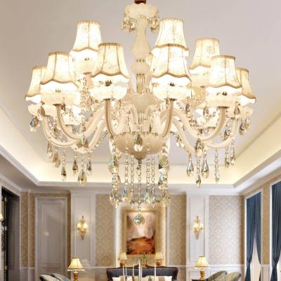 China White crystal chandeliers for dining rooms with Flower lampshade (WH-CY-62) for sale