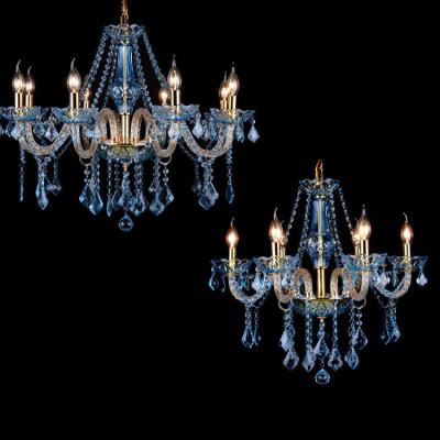 China Blue Color Crystal Chandelier With Gold Metal (WH-CY-63) for sale