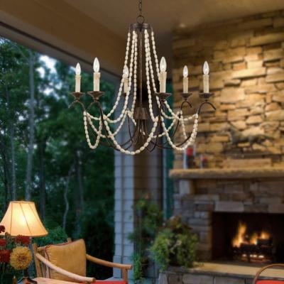 China French iron chandelier with Wooden Bead Chains for Dining room Restaurant (WH-CI-08) for sale