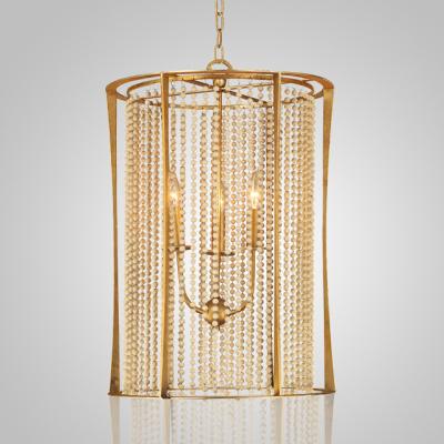 China Primitive wood cage chandelier with wood bead (WH-CI-23) for sale
