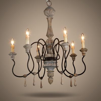 China White washed wood sphere chandelier (WH-CI-30) for sale