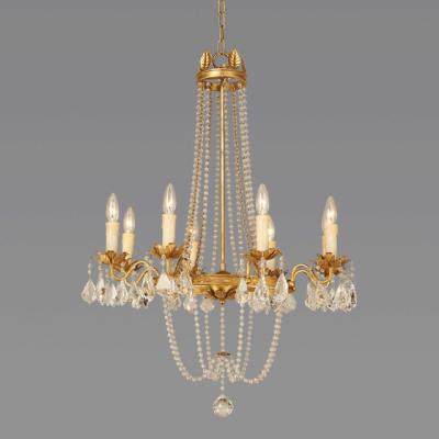 China Gold Wrought iron candle chandelier with Crystal for Hotel Room Lighting (WH-CI-37) for sale