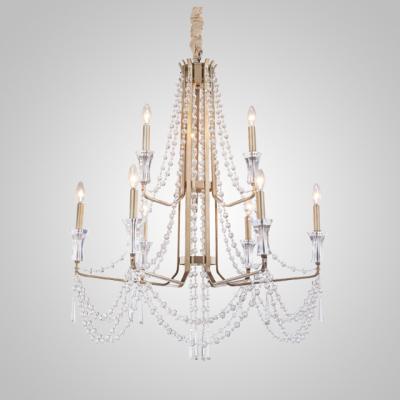 China Wrought iron lighting two tier crystal chandelier (WH-CI-38) for sale