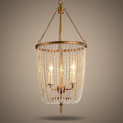 China Modernized rustic iron chandelier with wooden beads lampshade (WH-CI-39) for sale