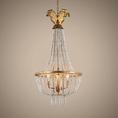 China Wrought iron and wood light chandelier fixtures with Wood beads for Kitchen Dining room (WH-CI-40) for sale