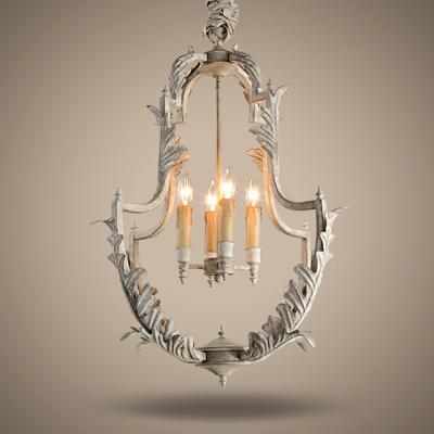 China White rustic wrought iron chandelier (WH-CI-48) for sale