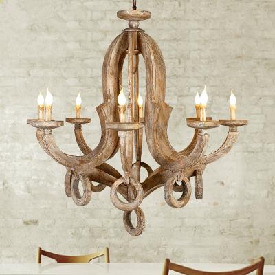 China Distressed white wood orb chandelier for Home lighting (WH-CI-54) for sale