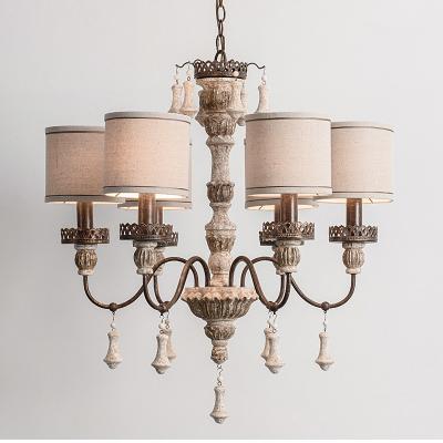 China Wood and nickel chandelier with Lampshade for indoor home lighting (WH-CI-56) for sale